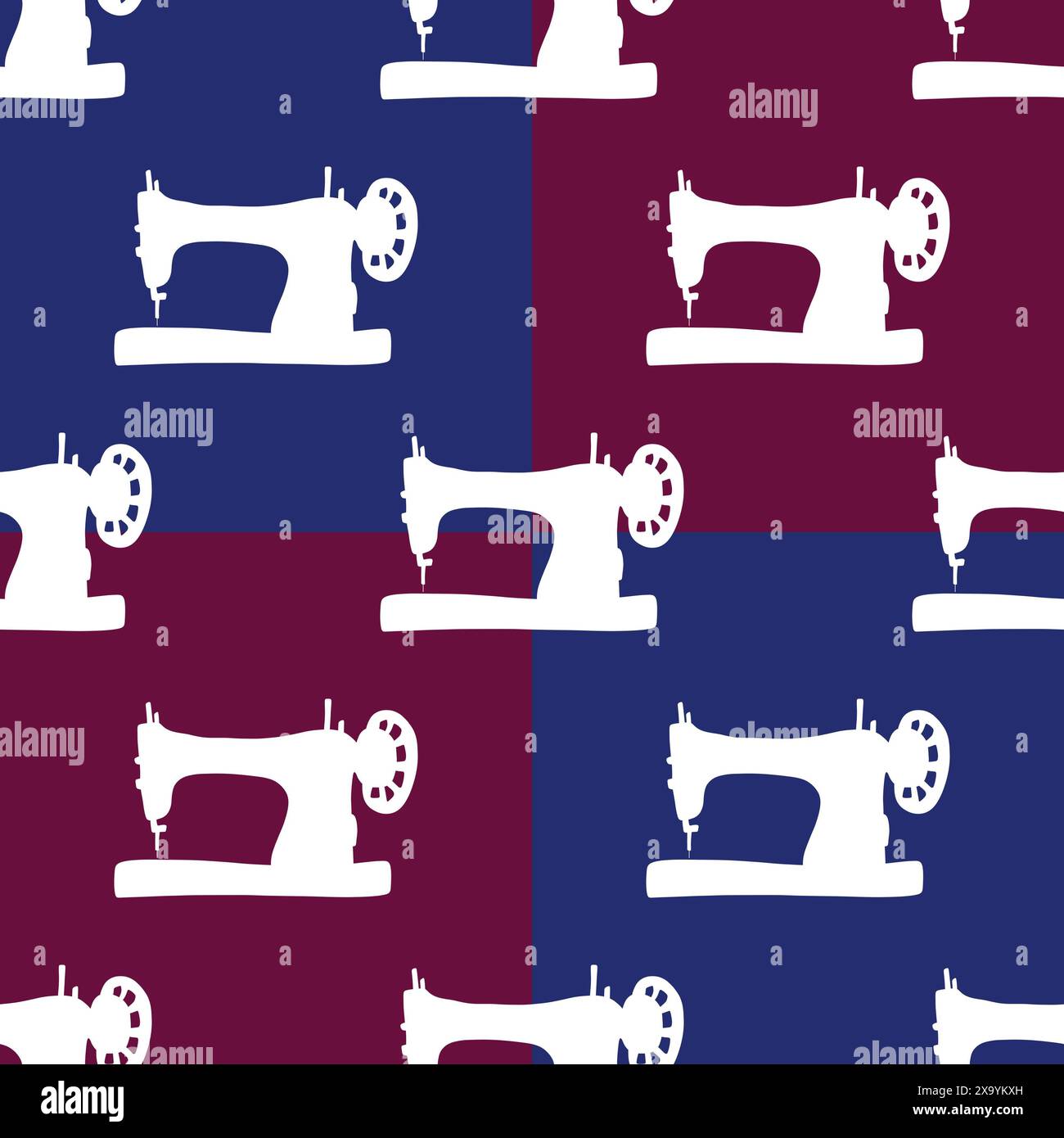 Cartoon silhouette hobbies seamless sewing machine pattern for wrapping ...