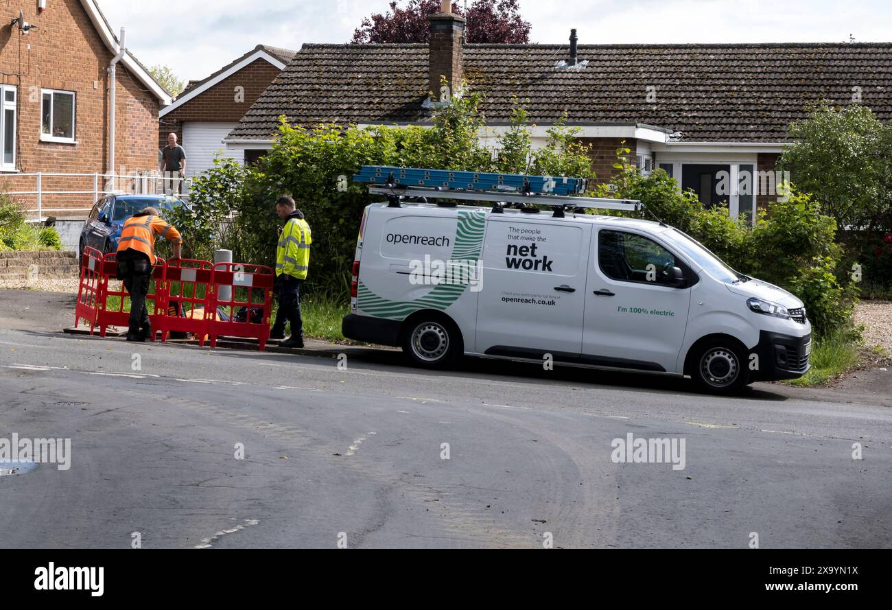 Openreach engineers working on fibre broadband installation, Church ...