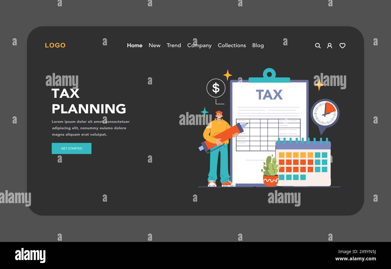 Tax optimization web banner or landing page dark or night mode. Financial efficiency, budgeting ...