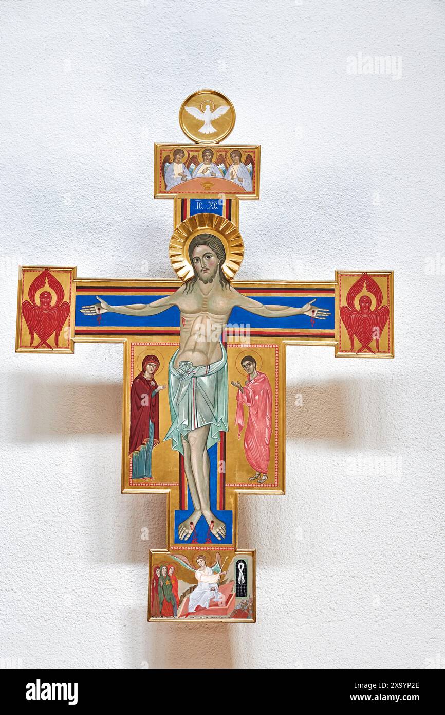 Icon, of the crucifixion of Jesus Christ, in the Catholic Christian ...