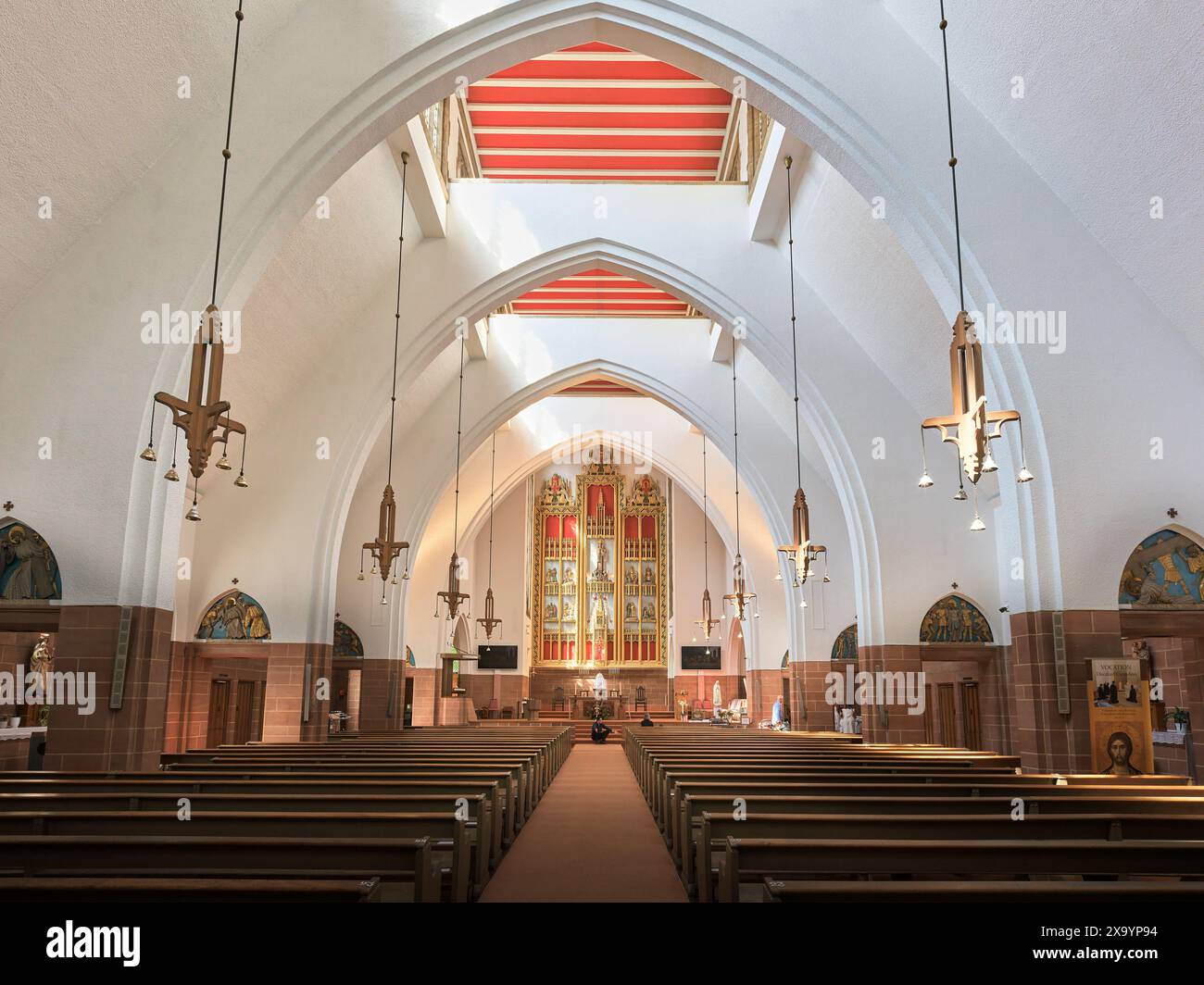 Nave of the Catholic Christian Carmelite church of Our Lady of Mount ...