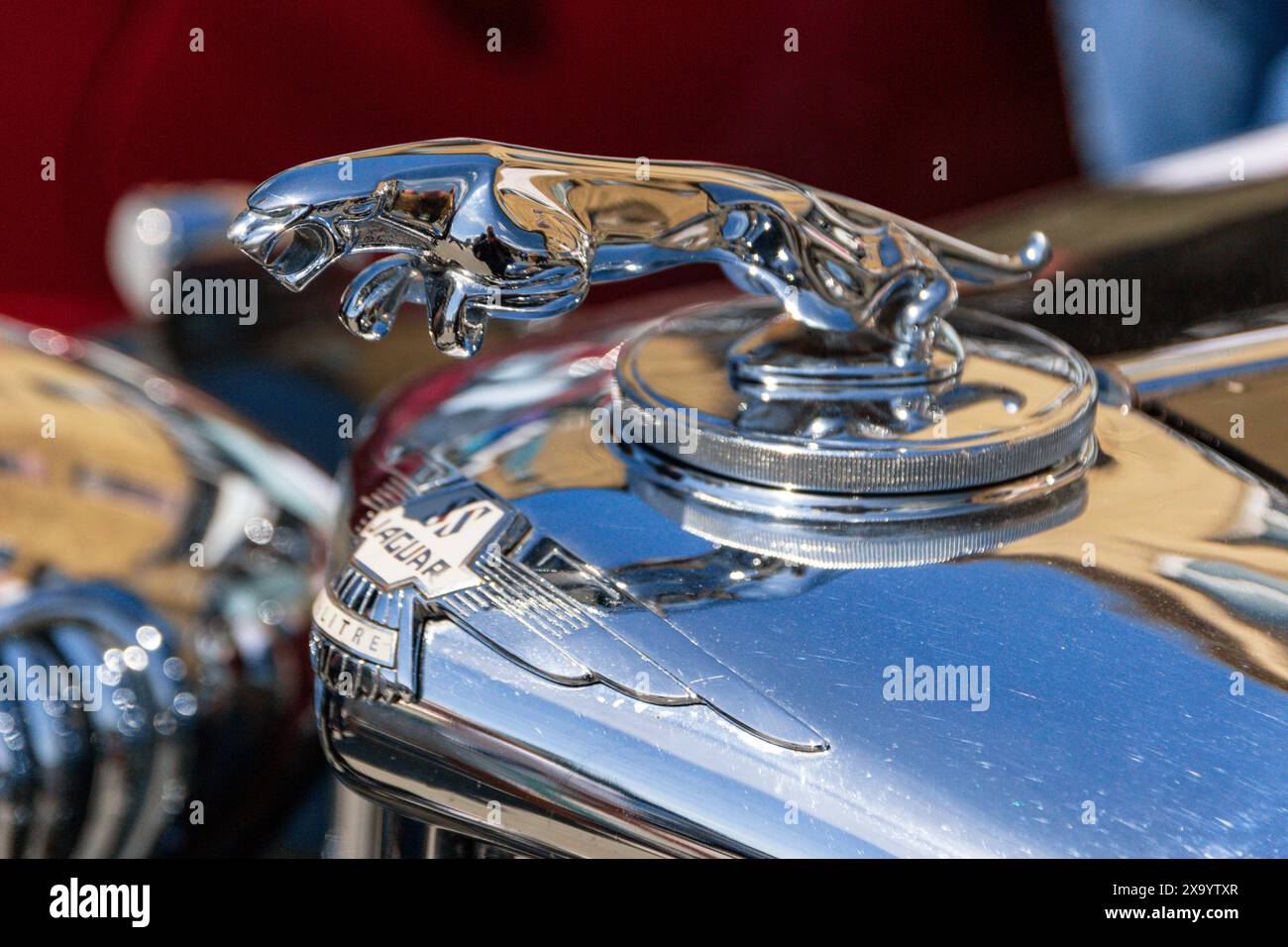 Jaguar bonnet mascot on a Jaguar 1.5 litre. Brighouse 1940's Weekend ...