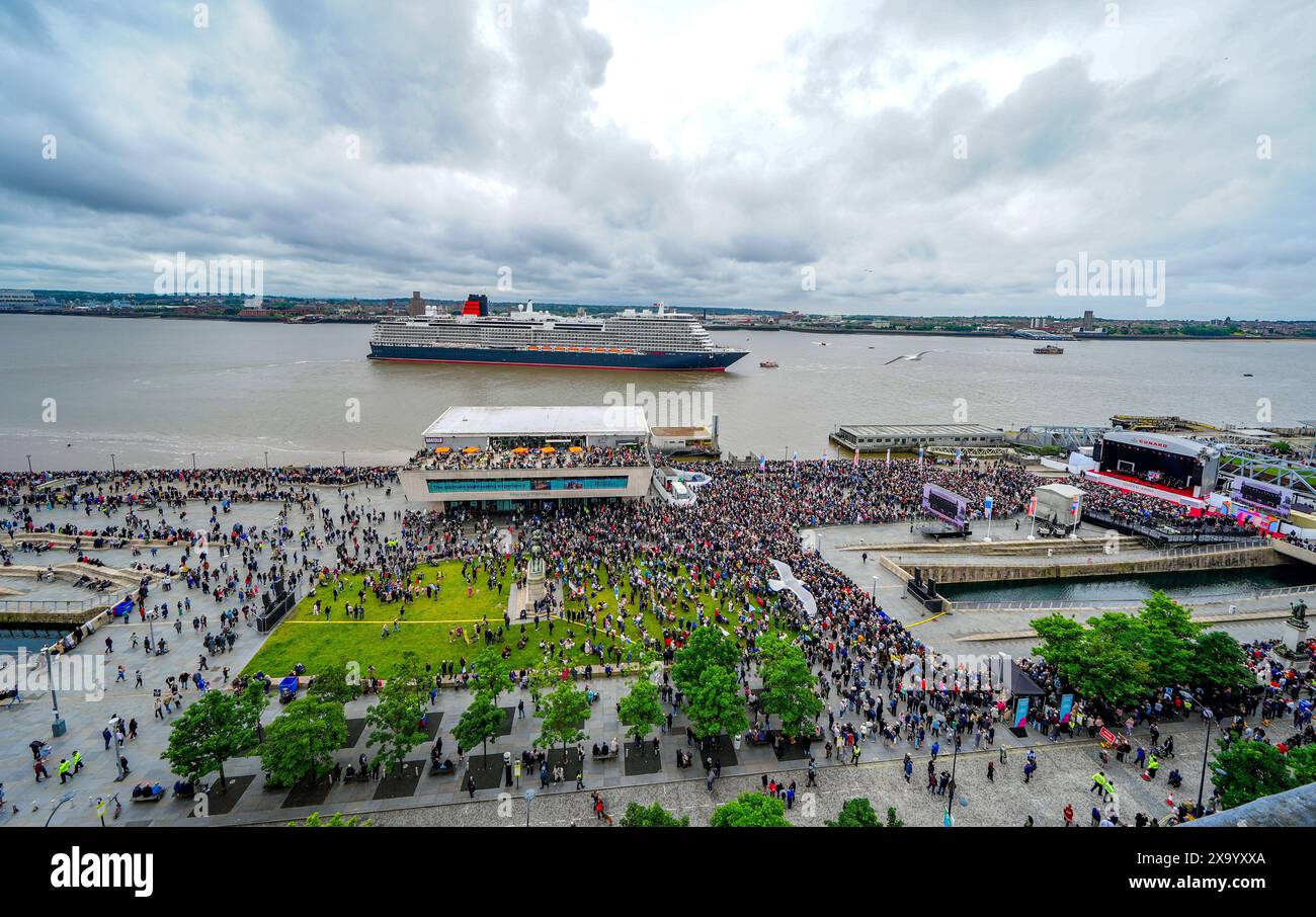 Members of the public attend the naming ceremony at Liverpool Pier Head ...