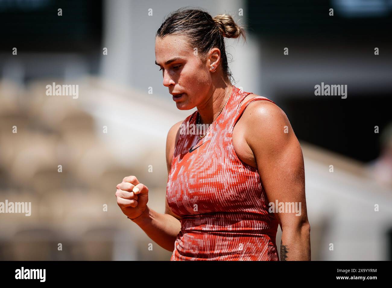 Aryna SABALENKA of Belarus celebrates his victory during the ninth day ...
