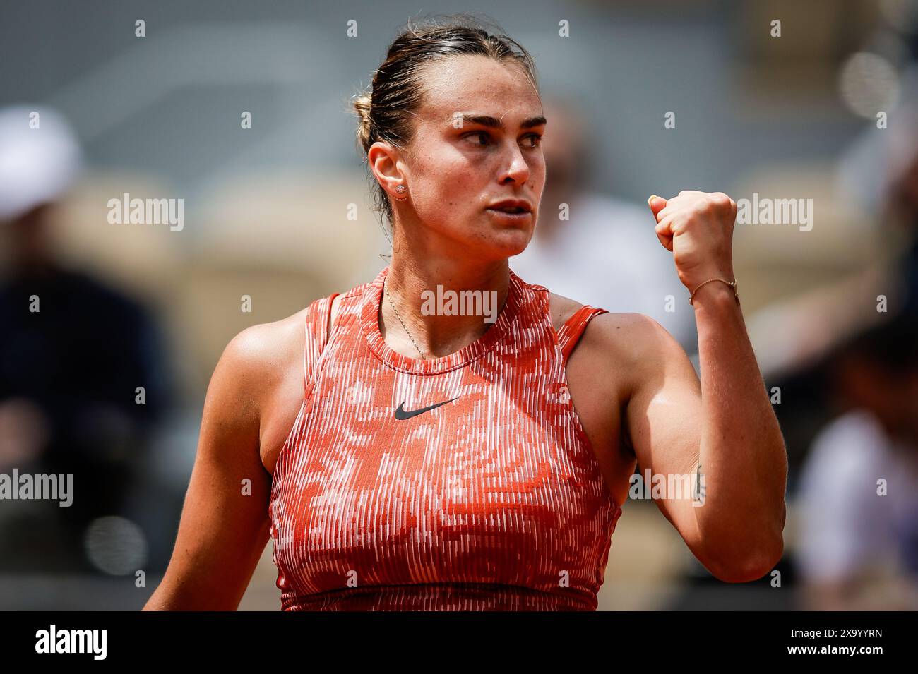 Aryna SABALENKA of Belarus celebrates his point during the ninth day of ...