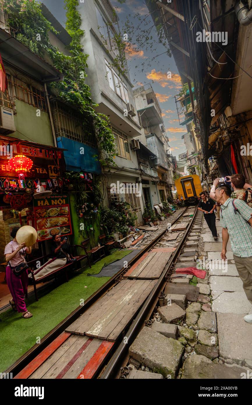 Exciting and bucket list must see tourist Mecca view along the unique Hanoi Train Street ...