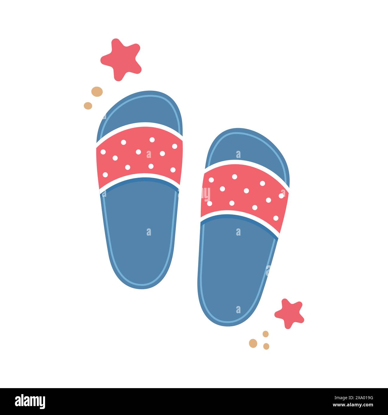Flip flops icon with starfishes. Cute colorful shoes for summer design ...