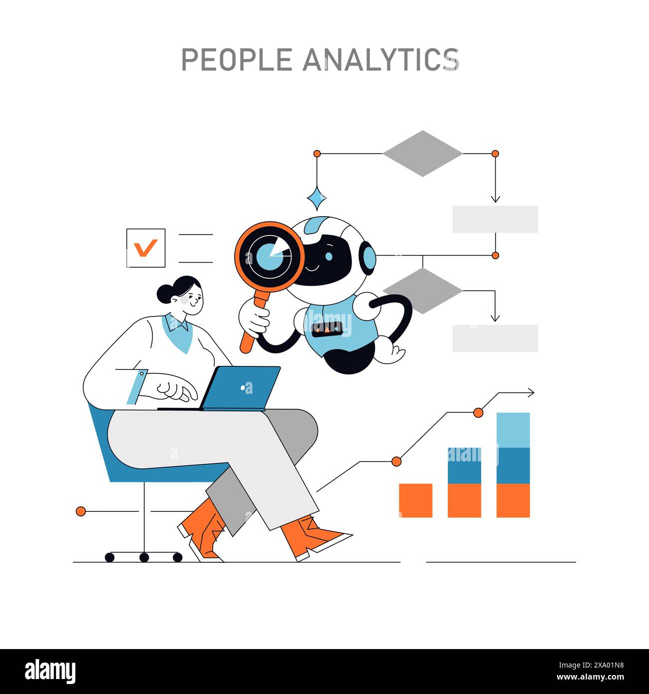 People Analytics concept HR specialist and robot collaborate using data ... People Analytics concept HR specialist and robot collaborate using data ...