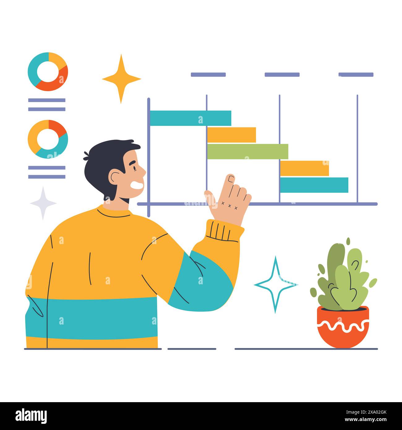 Project management concept. Professional interacting with a Gantt chart for task scheduling and ...