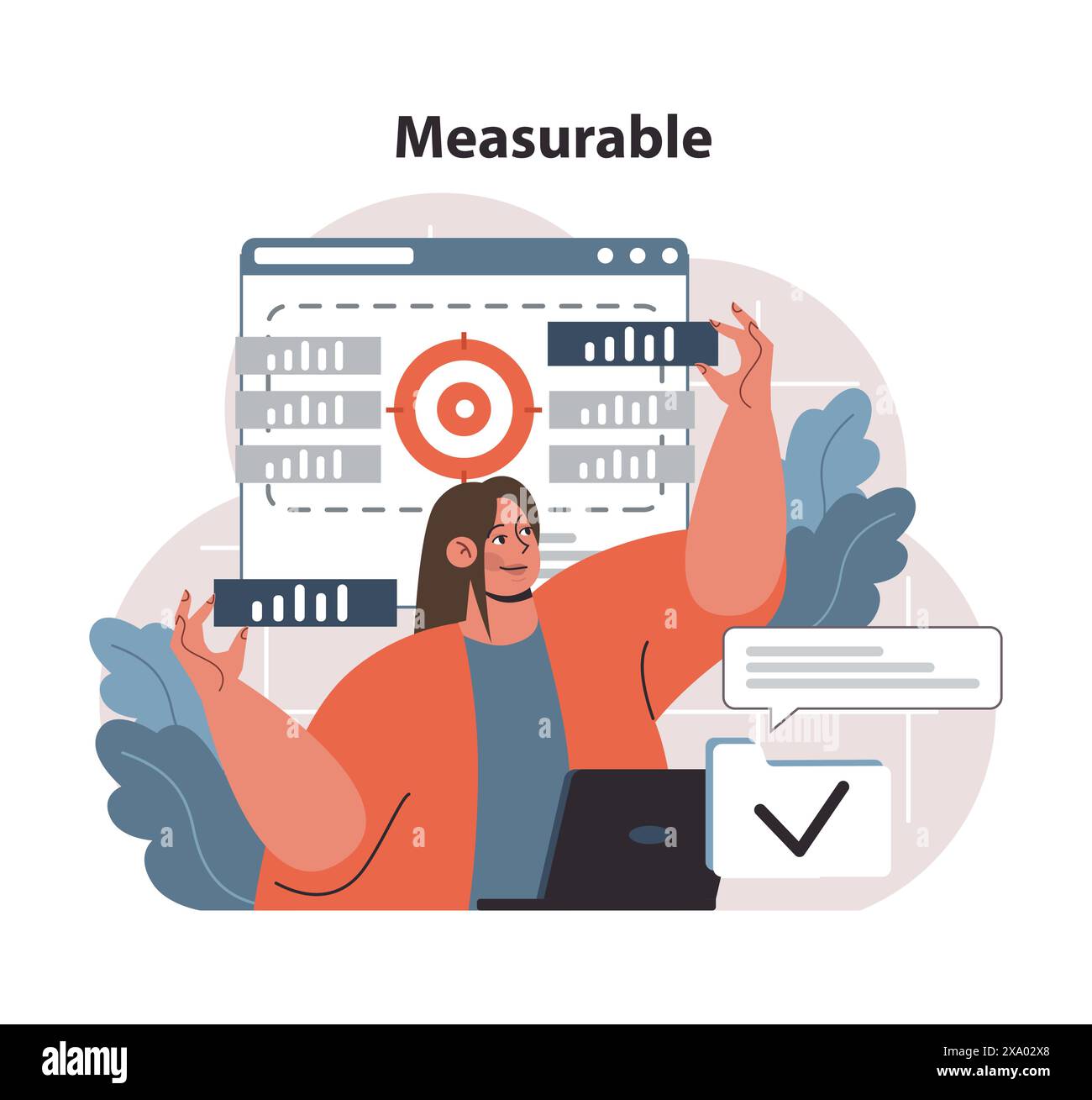 Focused professional emphasizing the Measurable aspect of SMART goals ...