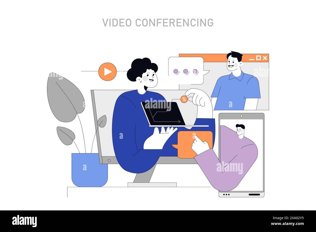 Video Conferencing concept. A vibrant depiction of online meetings ...