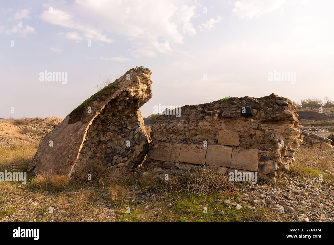The city of Shamkir. Azerbaijan. 10.17.2021. Fragments of the walls of ...