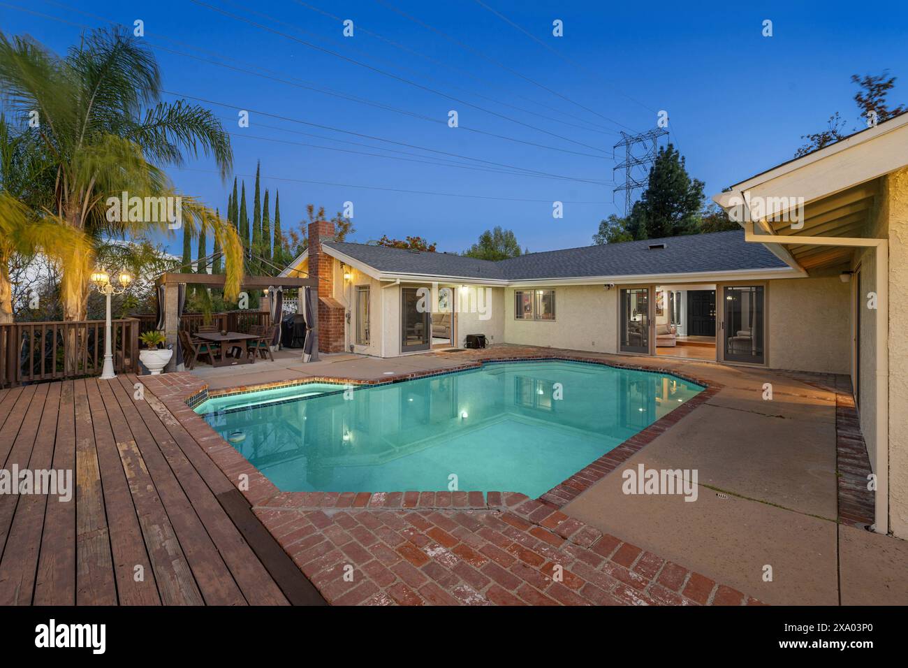 A spacious house with a central pool in Encino, CA Stock Photo - Alamy