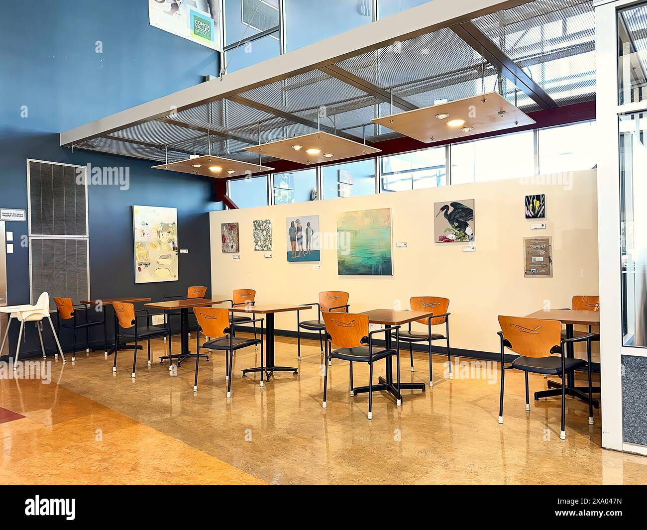 The empty restaurant seating area at the Comox Airport on slow day ...