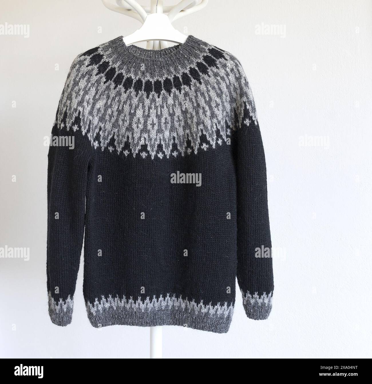 photo of an Icelandic knitted wool lopapeysa sweater with large grey ...