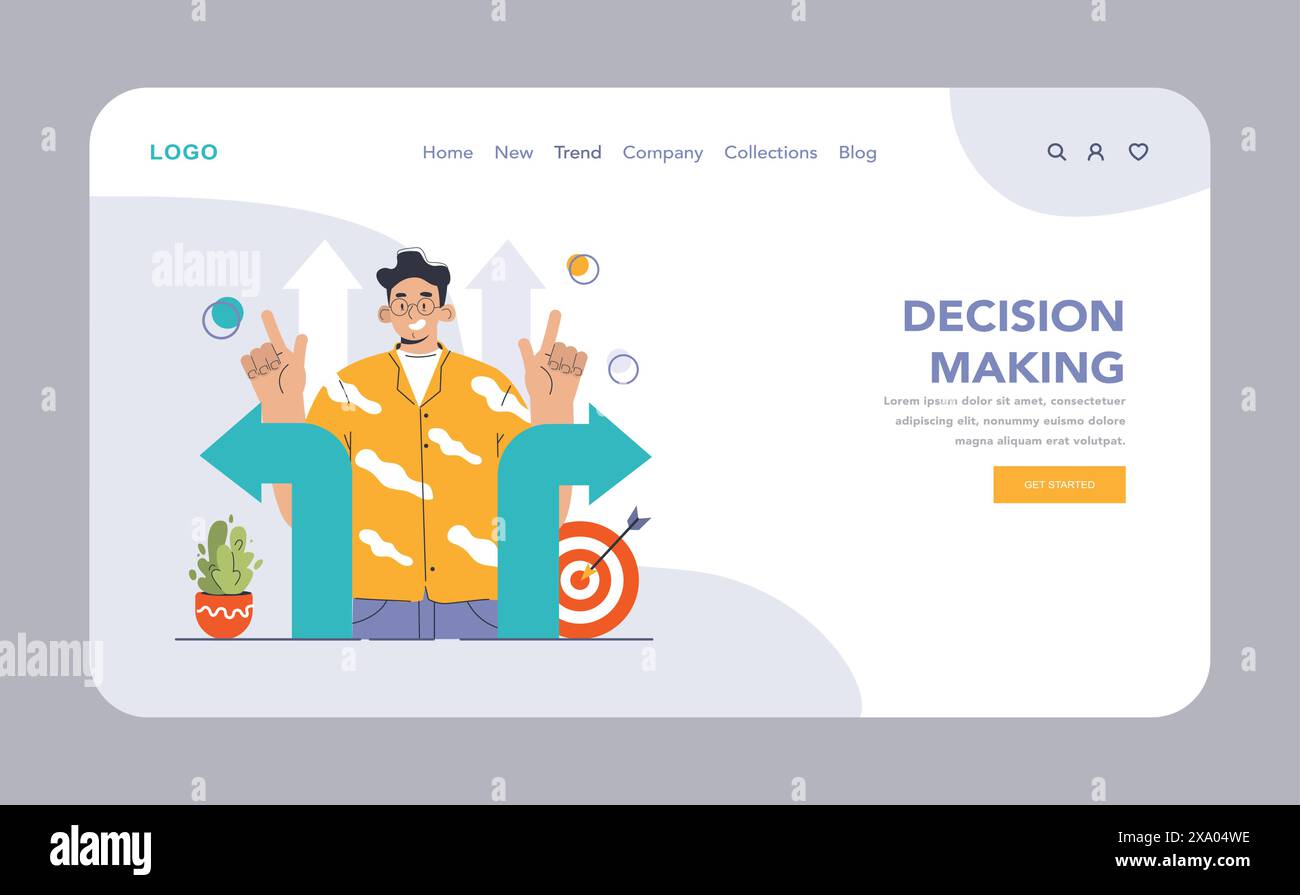 Decision-making web or landing set. Strategic thinking, brainstorming ...