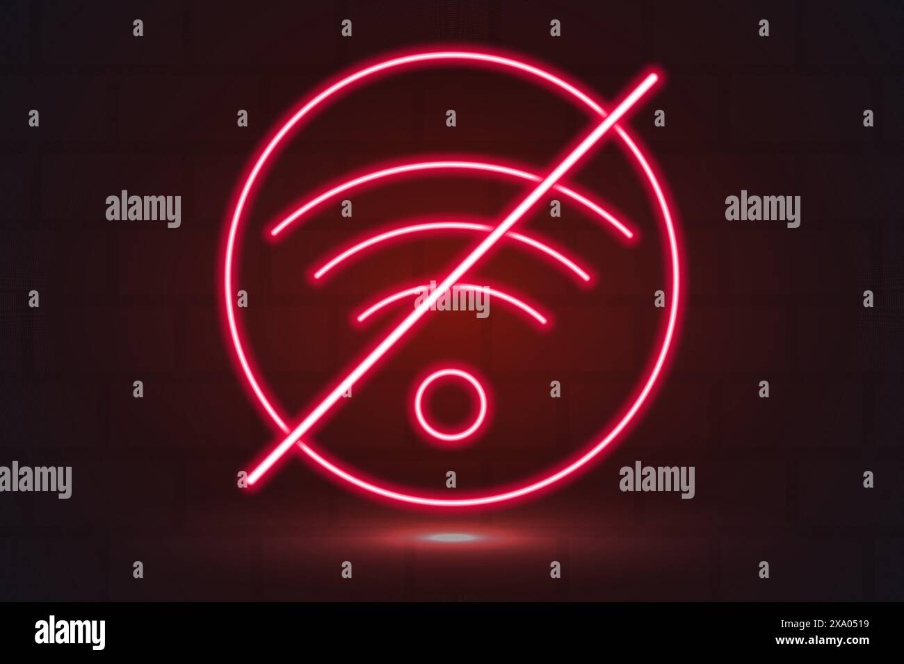 poster no wifi signal, connection, text red neon glow, on the ...