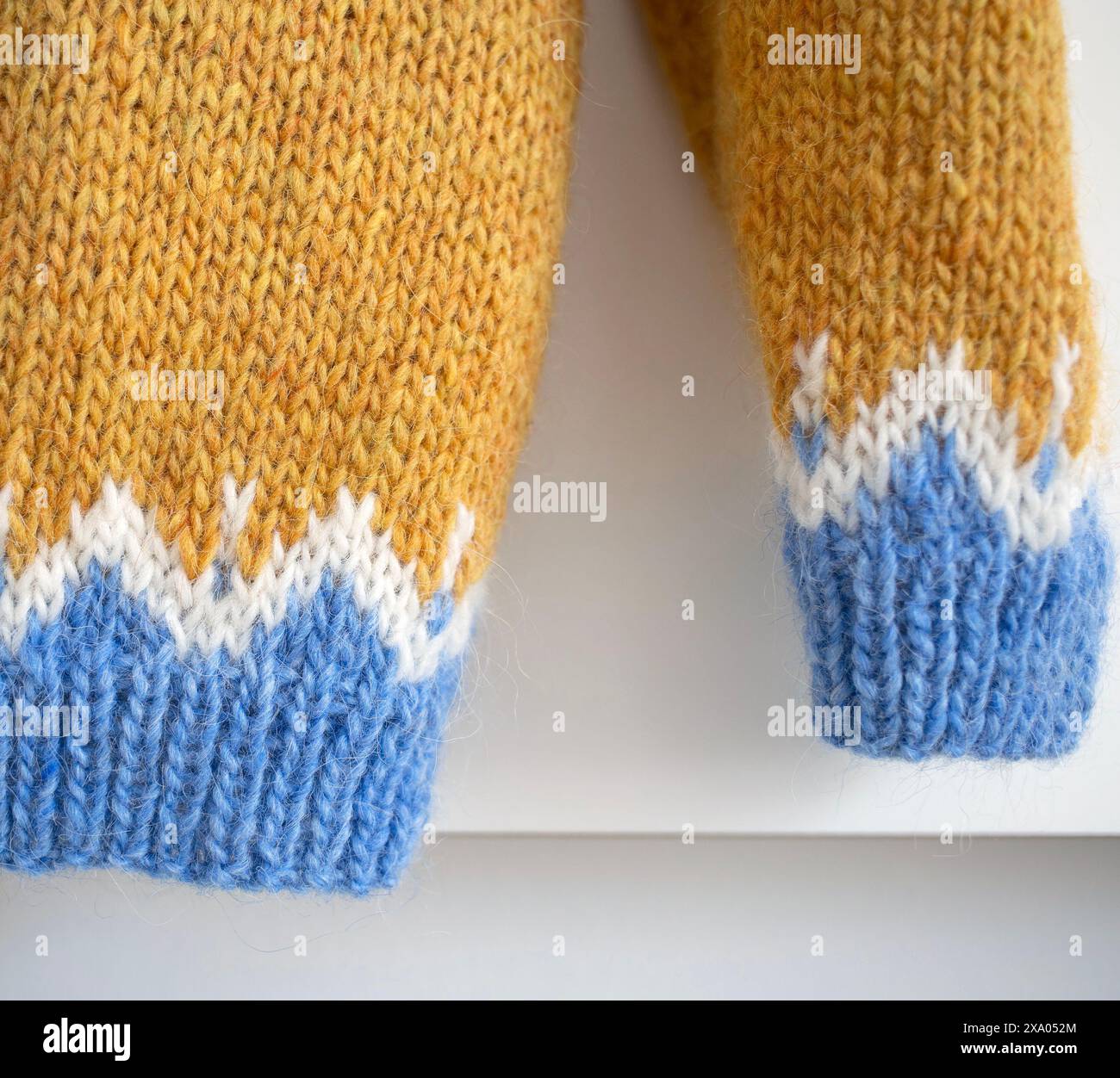 details of an Icelandic knitted wool lopapeysa sweater in traditional ...