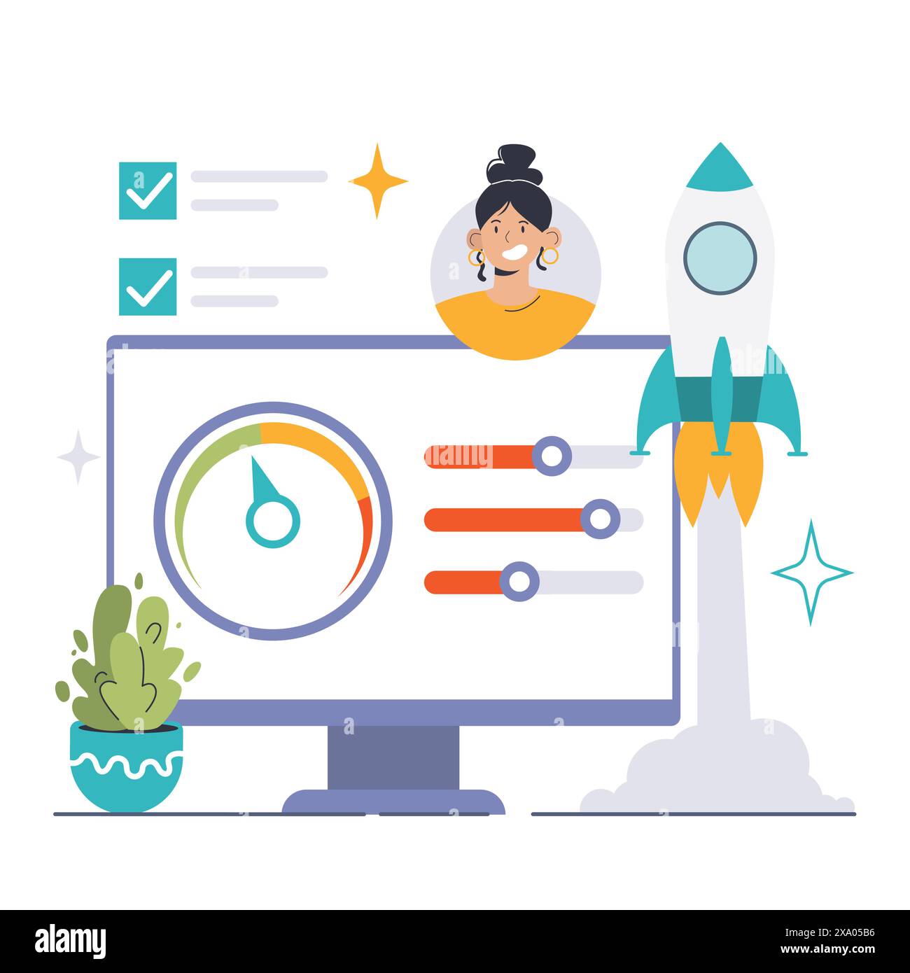 Webstie optimization concept. Launching websites to peak performance ...