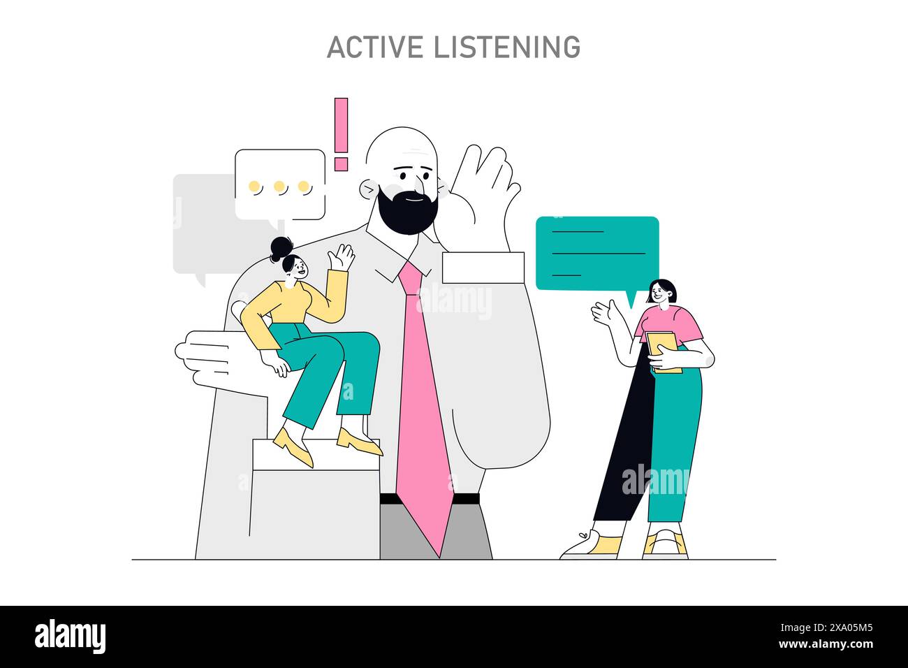 Active Listening concept. Communication skills enhancement with focused ...