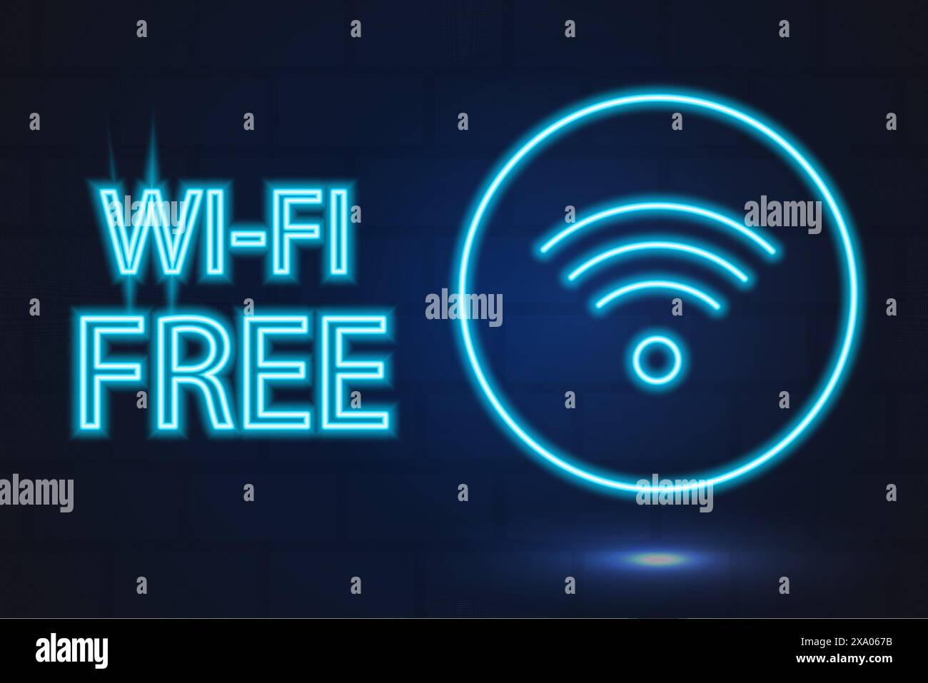 poster free wifi signal, connection, text blue neon glow, on the ...