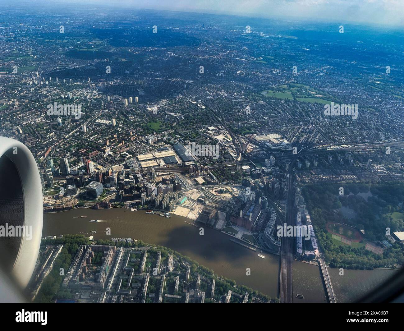 Over London, UK - Battersea, 9th May, 2024 Aerial view over the ...