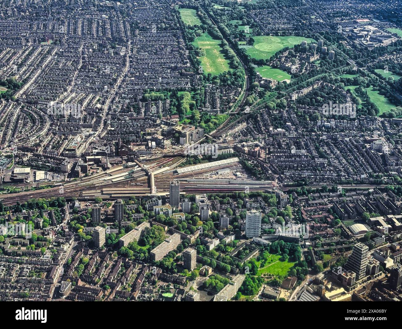 Over London, UK - Clapham, 9th May, 2024 Aerial view over the Vauxhall ...