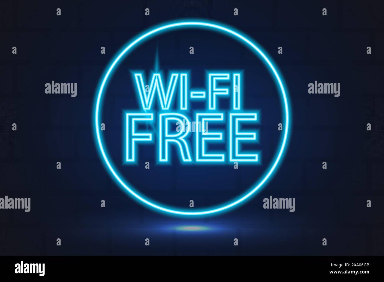 poster free wifi signal, connection, blue neon glow, on the background ...