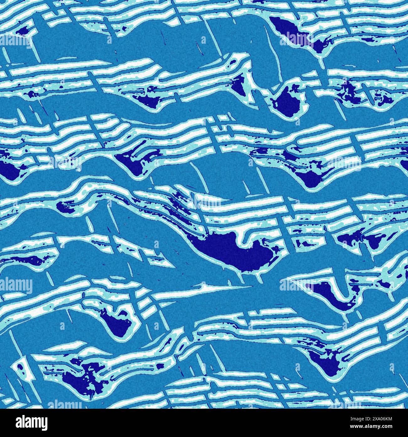 Summer blue dyed wave water pattern with broken linear stripe effect ...