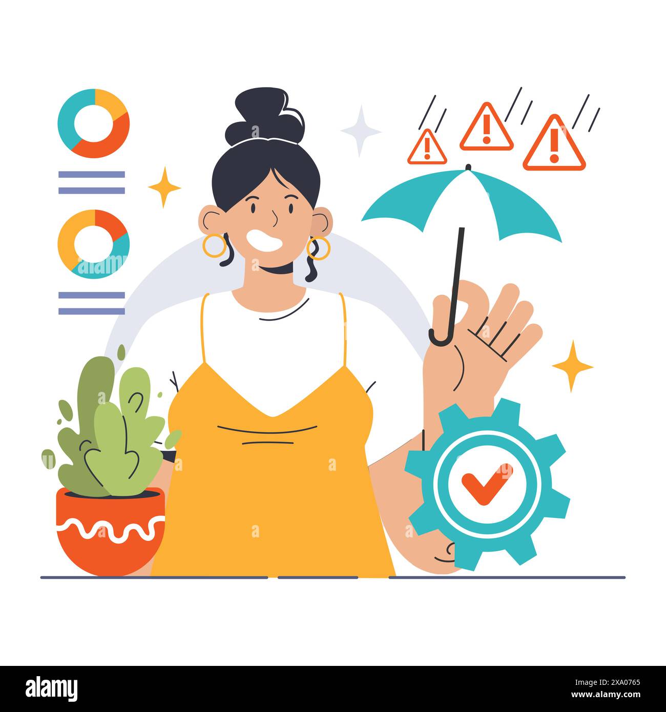 Risk Mitigation concept. Confident professional with an umbrella ... Risk Mitigation concept. Confident professional with an umbrella ...