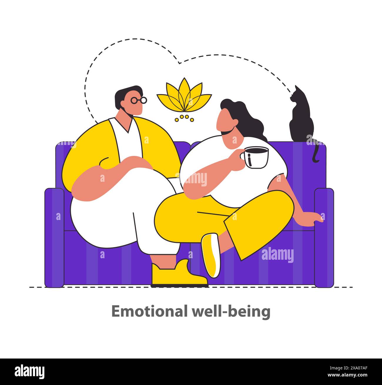 Emotional Well-being concept Illustrates serene moments of connection ...