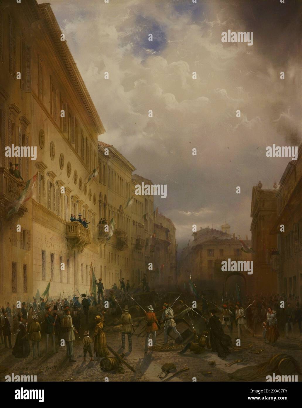 "Charles Albert on the balcony of the Greppi Palace". Painting by Carlo ...