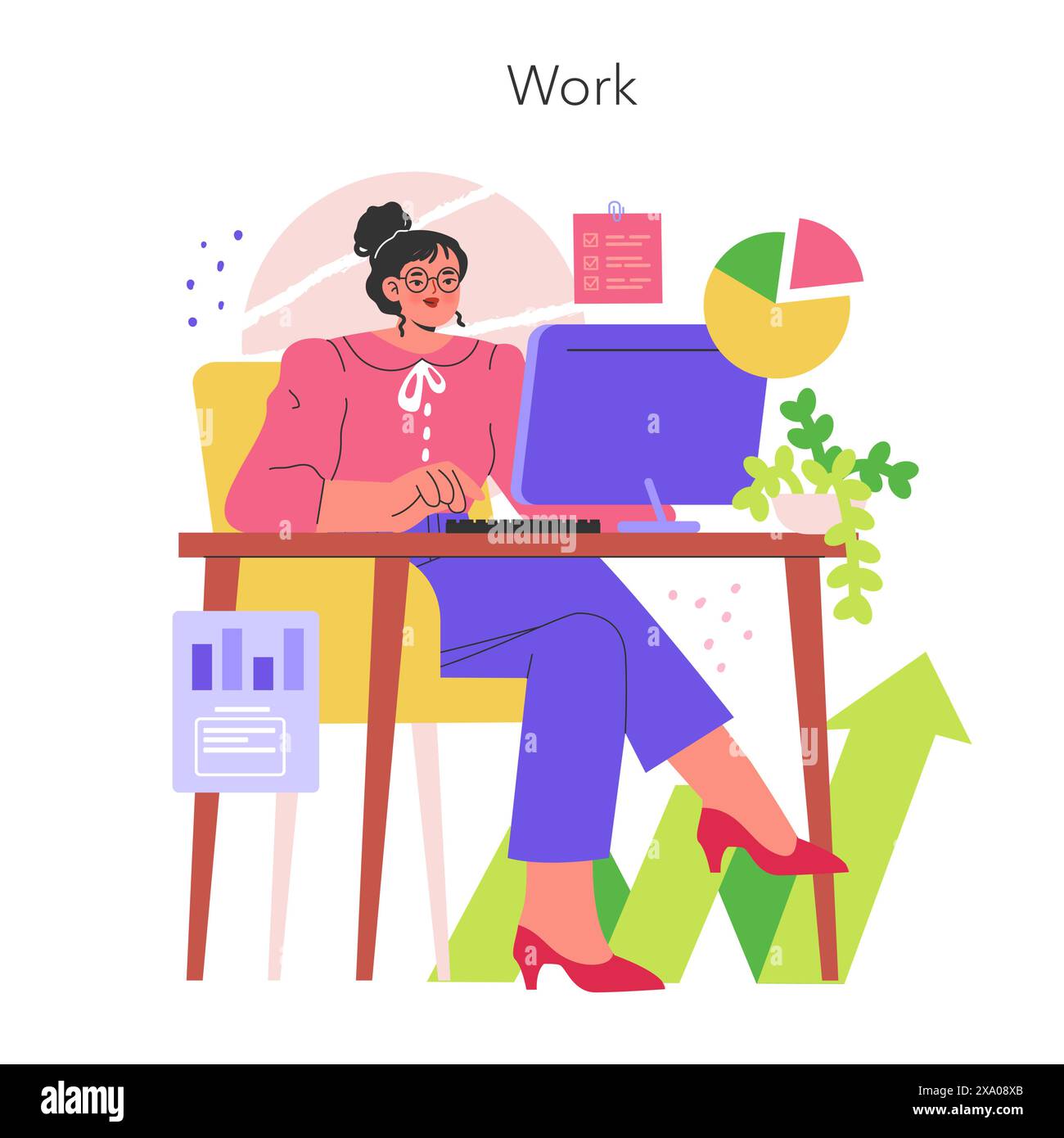 Balance Wheel concept. Illustration showcasing a professional woman ...