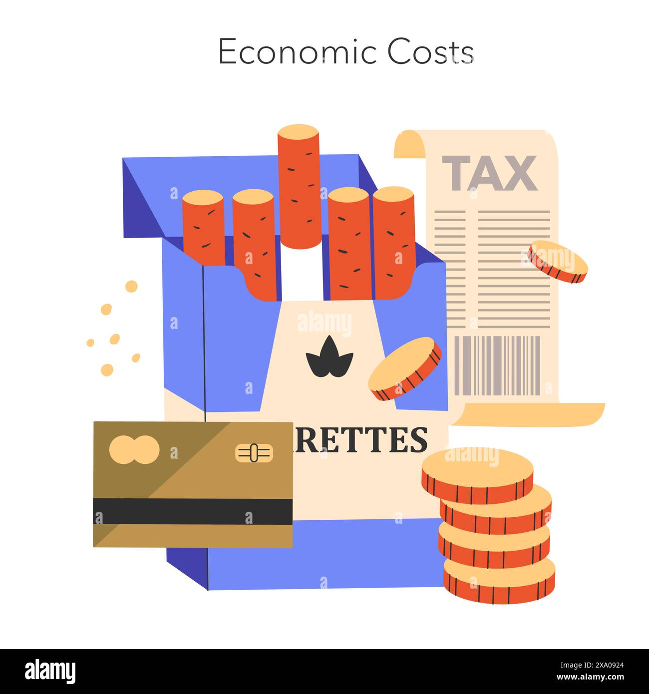 No Tobacco Day concept. Illustration linking smoking to financial loss ...