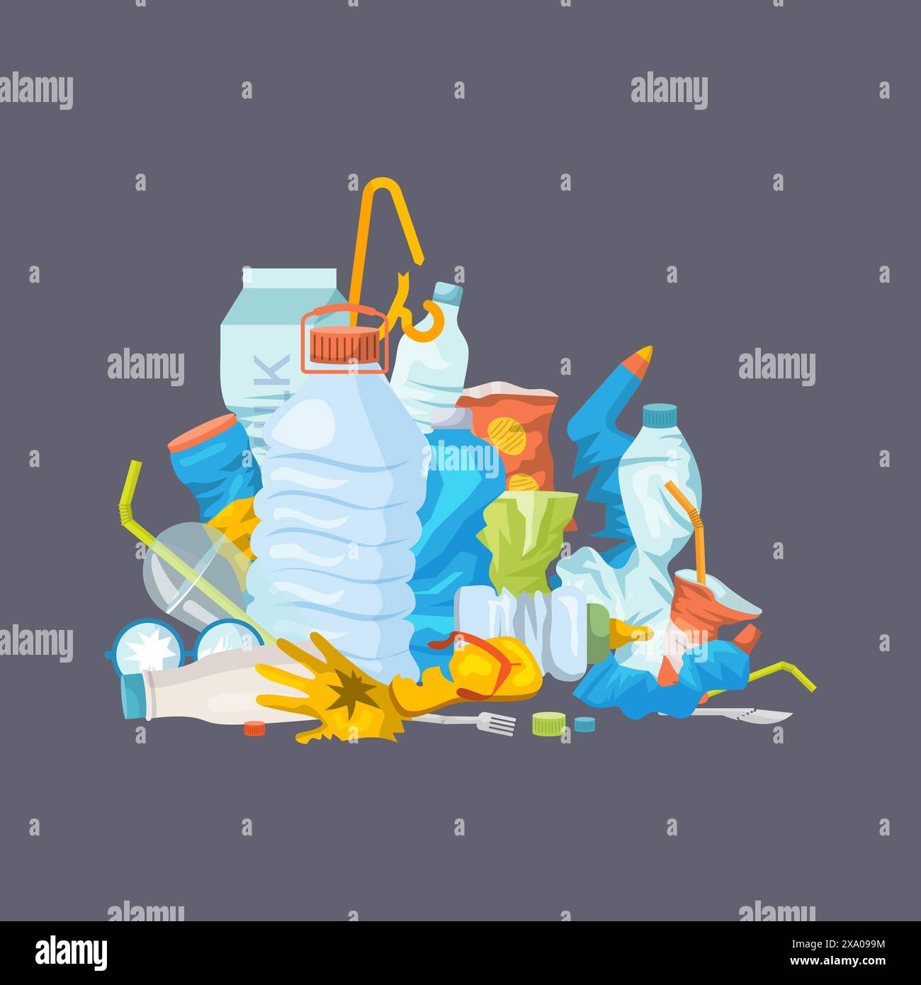 Waste recycling hills of garbage pictures in cartoon style Stock Vector ...