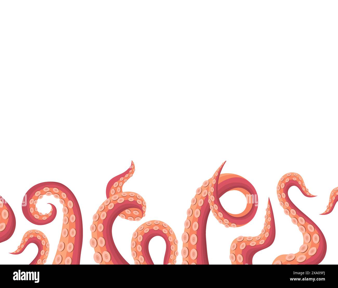 Tentacles background with scary tentacles of kraken octopus hands Stock ...