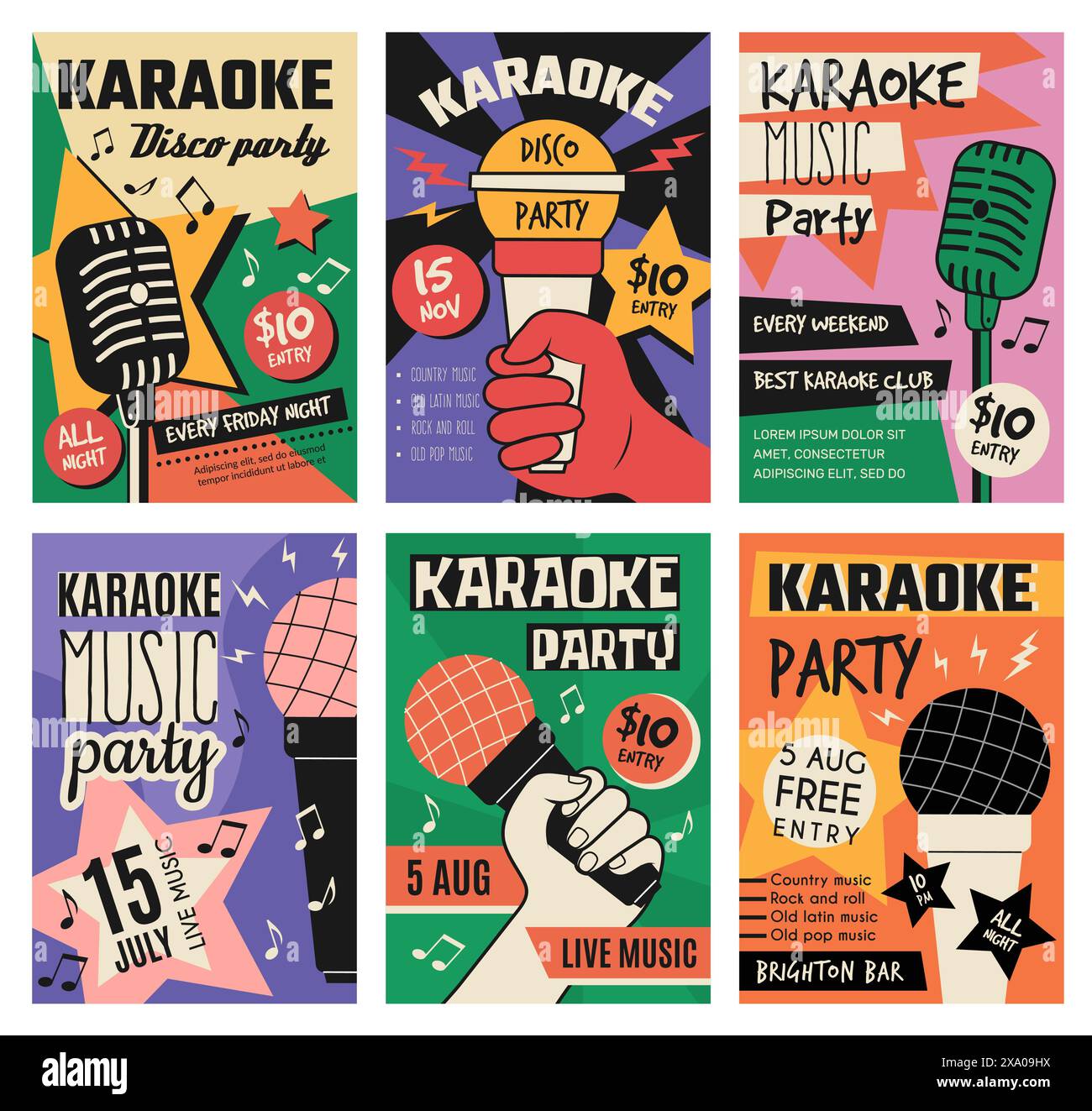 Karaoke placard. Music poster with place for text music show invitation ...