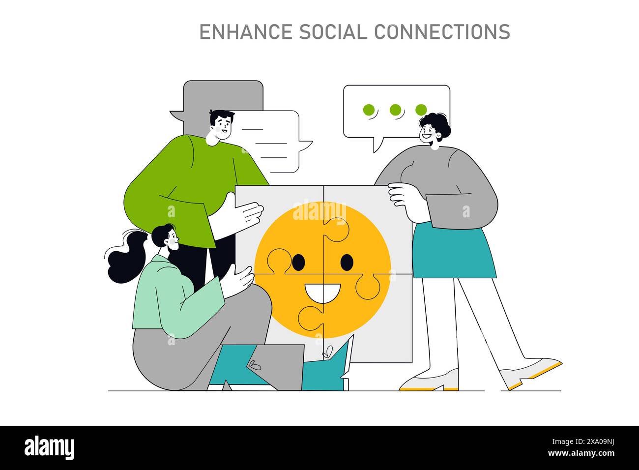 Employee well-being concept. Illustration emphasizes teamwork in ...