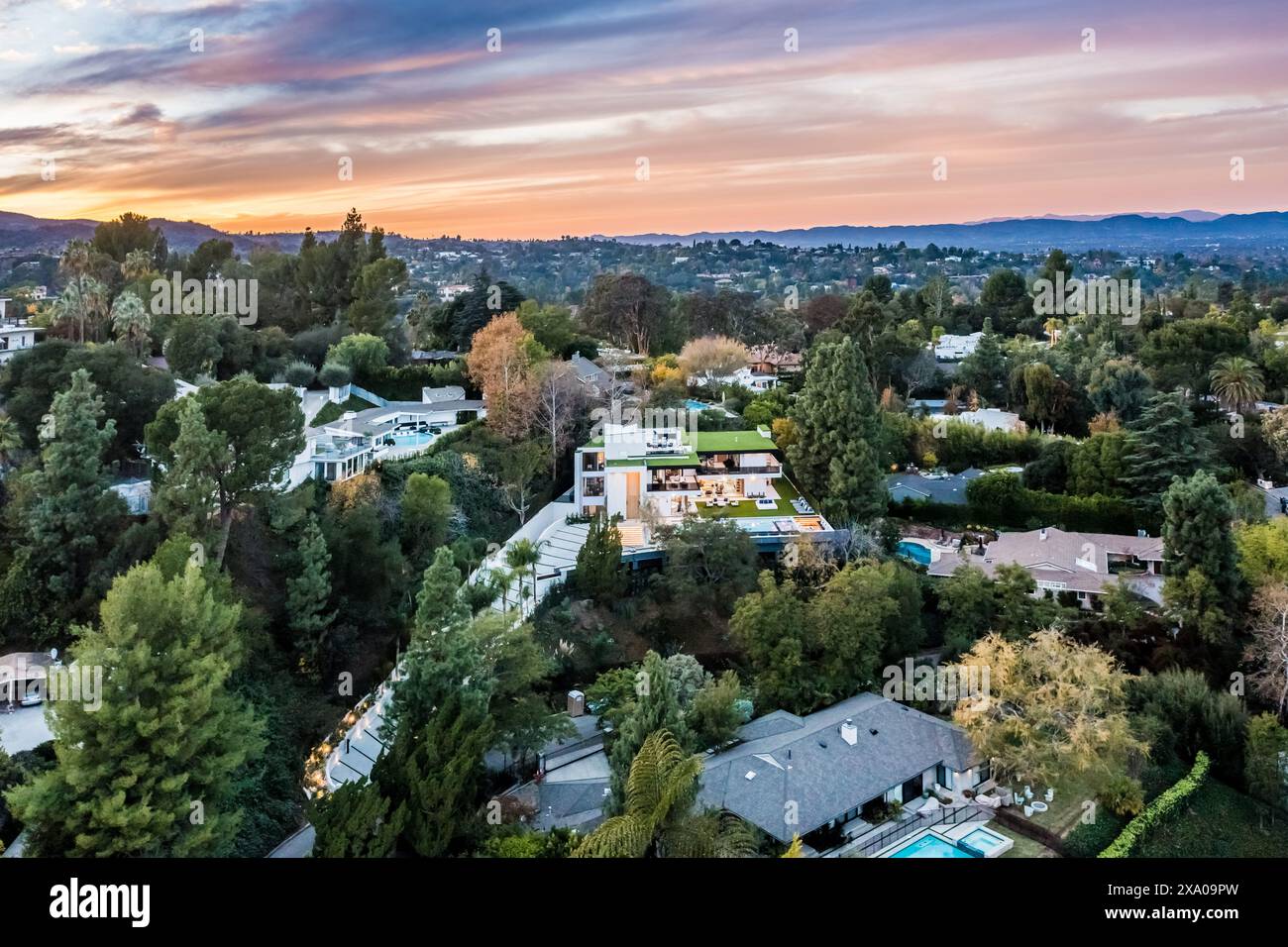 Aerial view pool house hi-res stock photography and images - Alamy