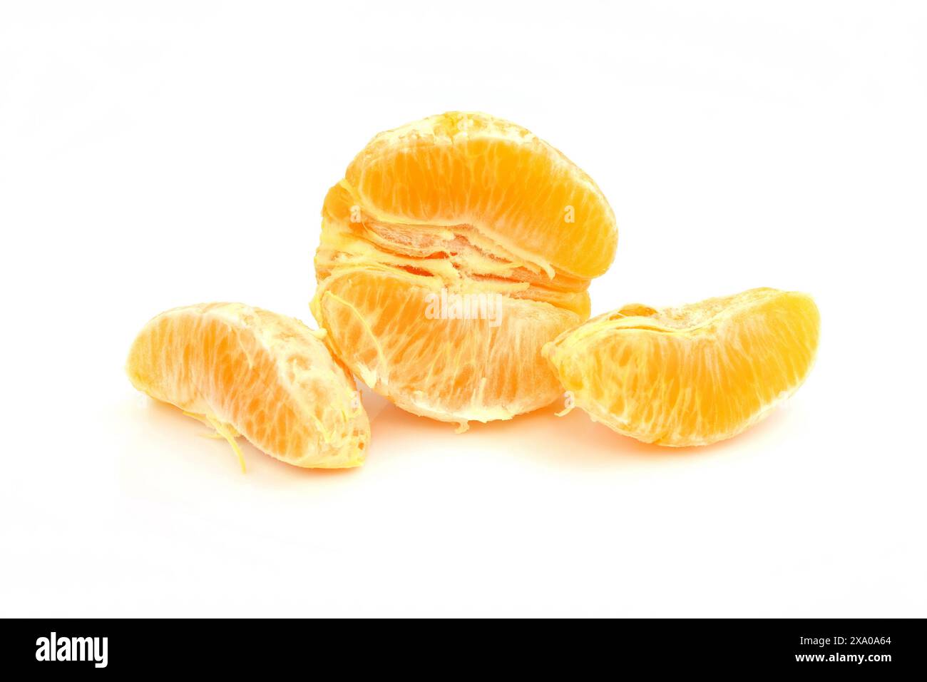 Fresh peeled mandarin orange isolated on white background with clipping ...