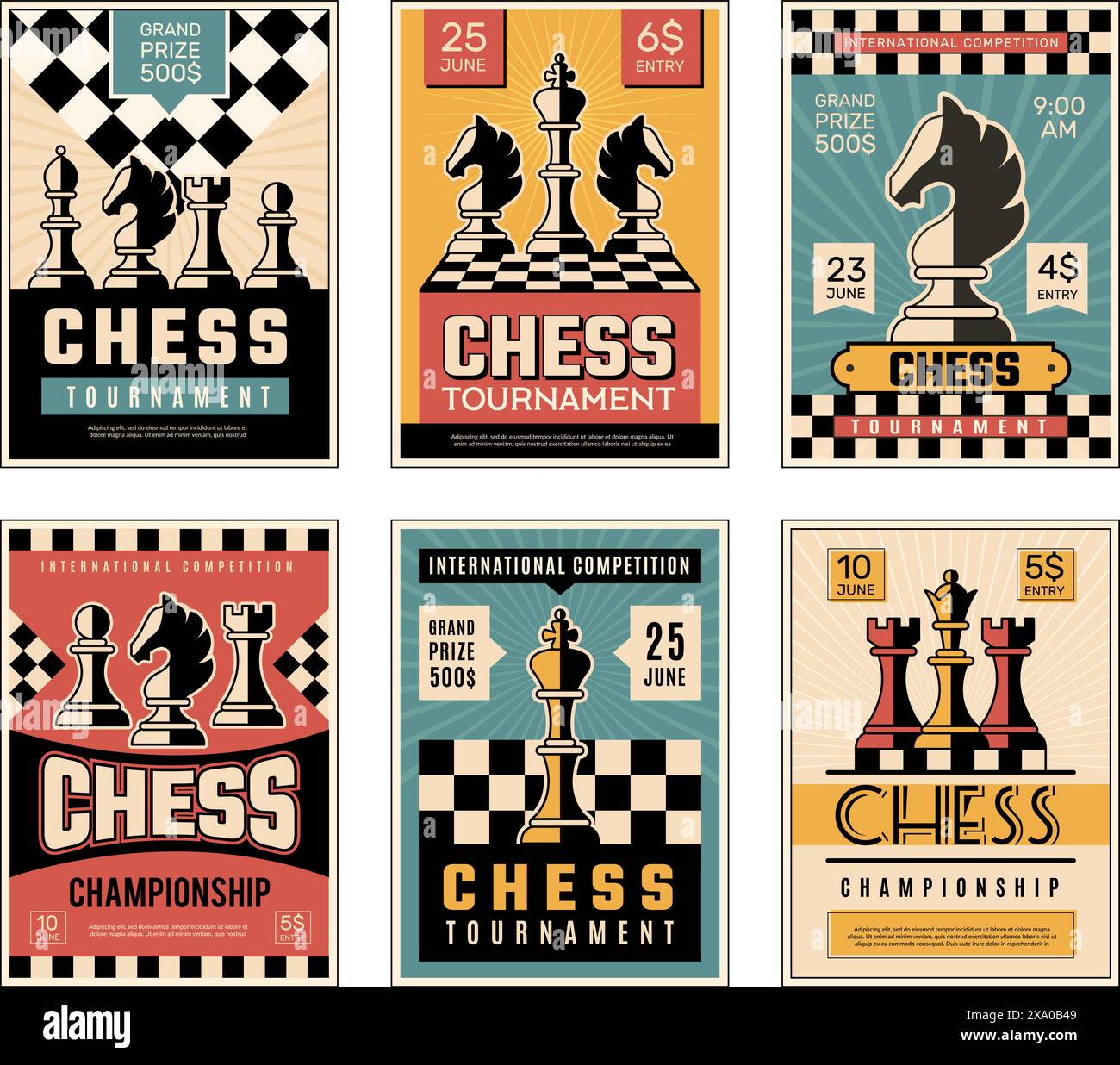 Chess competition. Poster invitation of sport club chess strategy game ...