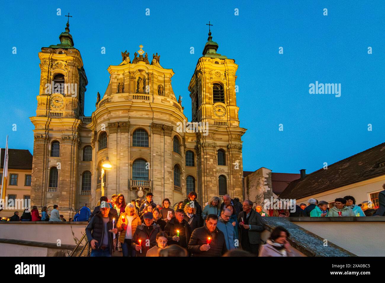 Weingarten: Basilica of St. Martin, people at Candlelight procession at ...