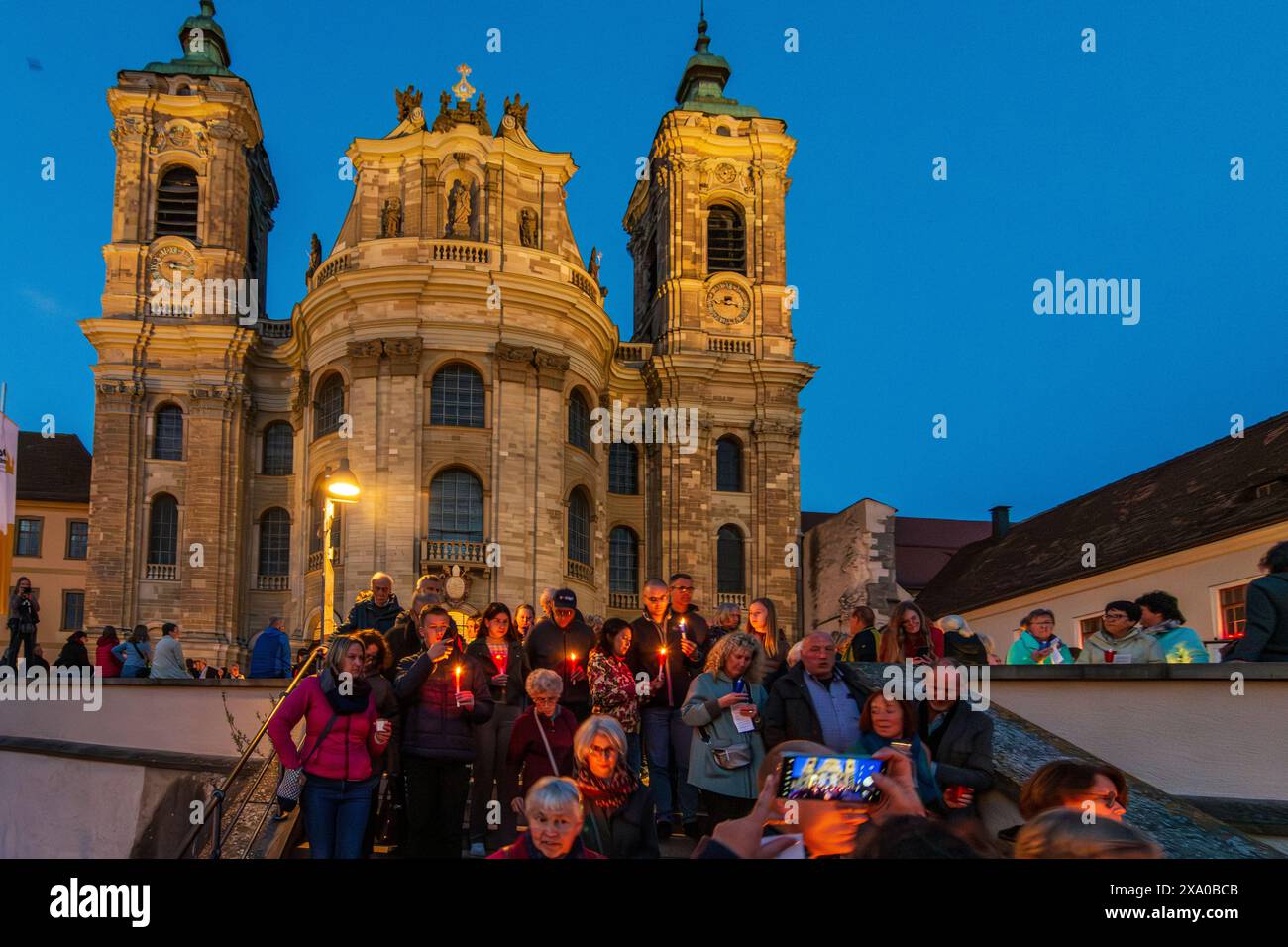 Weingarten: Basilica of St. Martin, people at Candlelight procession at ...