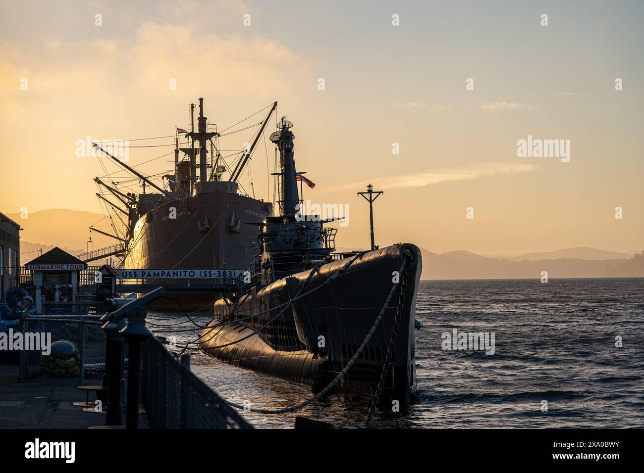 The USS Pampanito Submarine and Jeremiah O'Brien at pier 45 in San ...