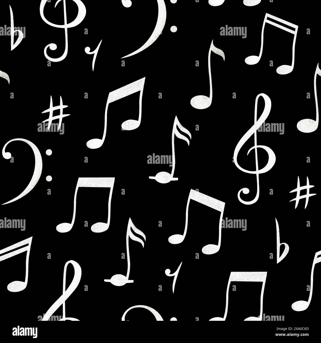 Seamless pattern of musical notes. Watercolor hand drawn illustration ...