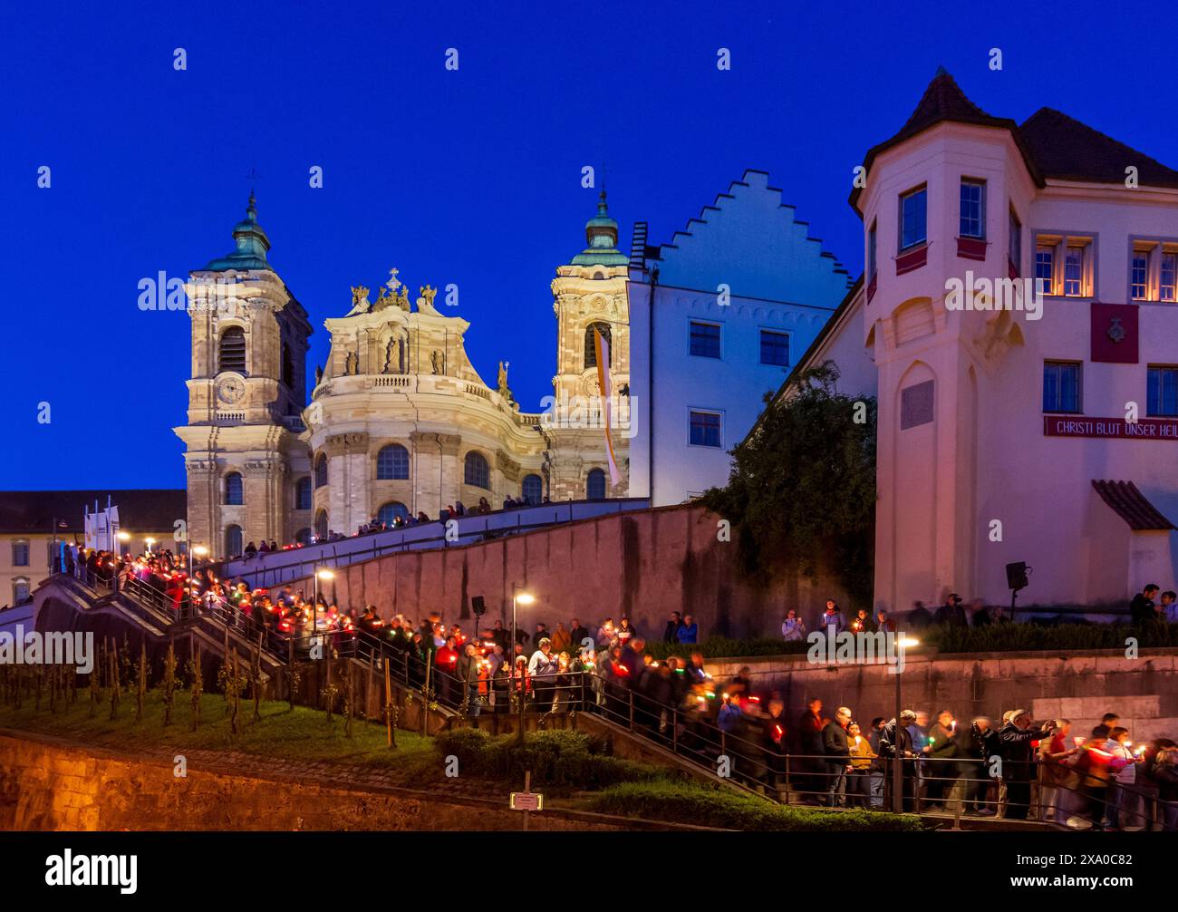 Weingarten: Basilica of St. Martin, people at Candlelight procession at ...