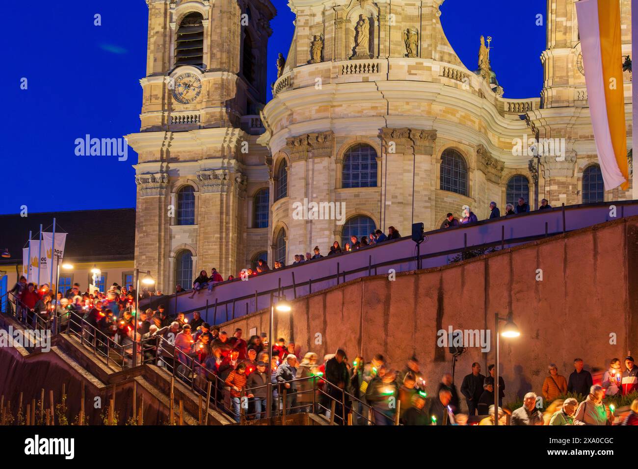 Weingarten: Basilica of St. Martin, people at Candlelight procession at ...