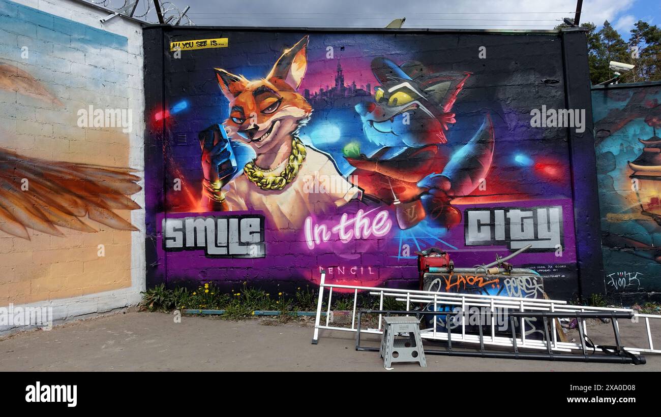 Stockholm, Snosatra, Sweden. May 12 2024. Spring beast. Graffiti ...