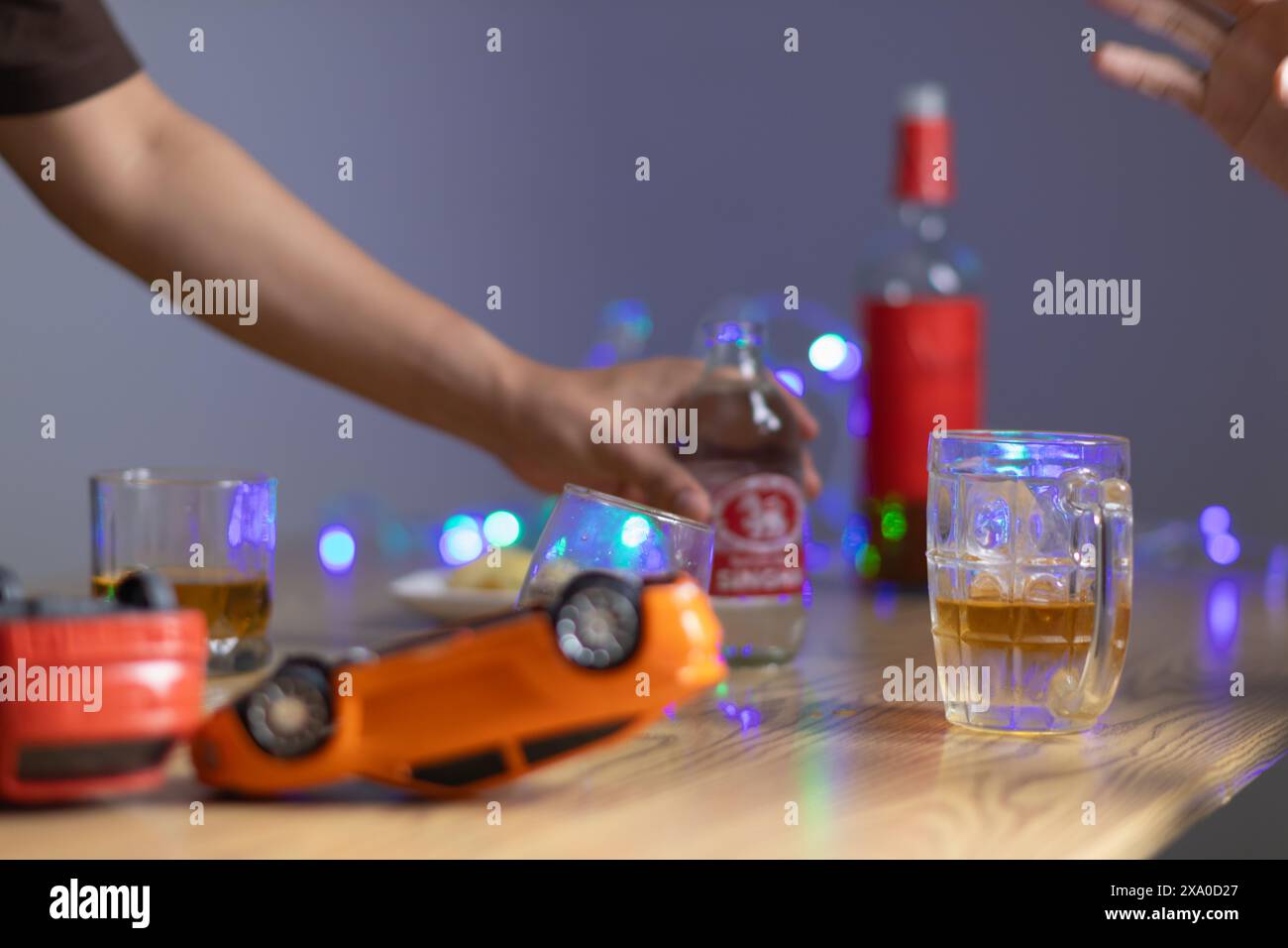 Alcoholic drinks were in goblets and placed on tables within party ...