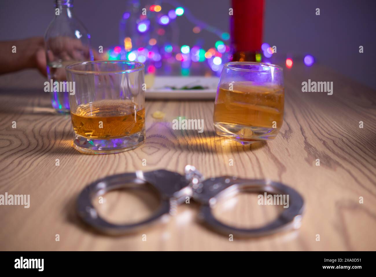 Alcoholic drinks were in goblets and placed on tables within party ...